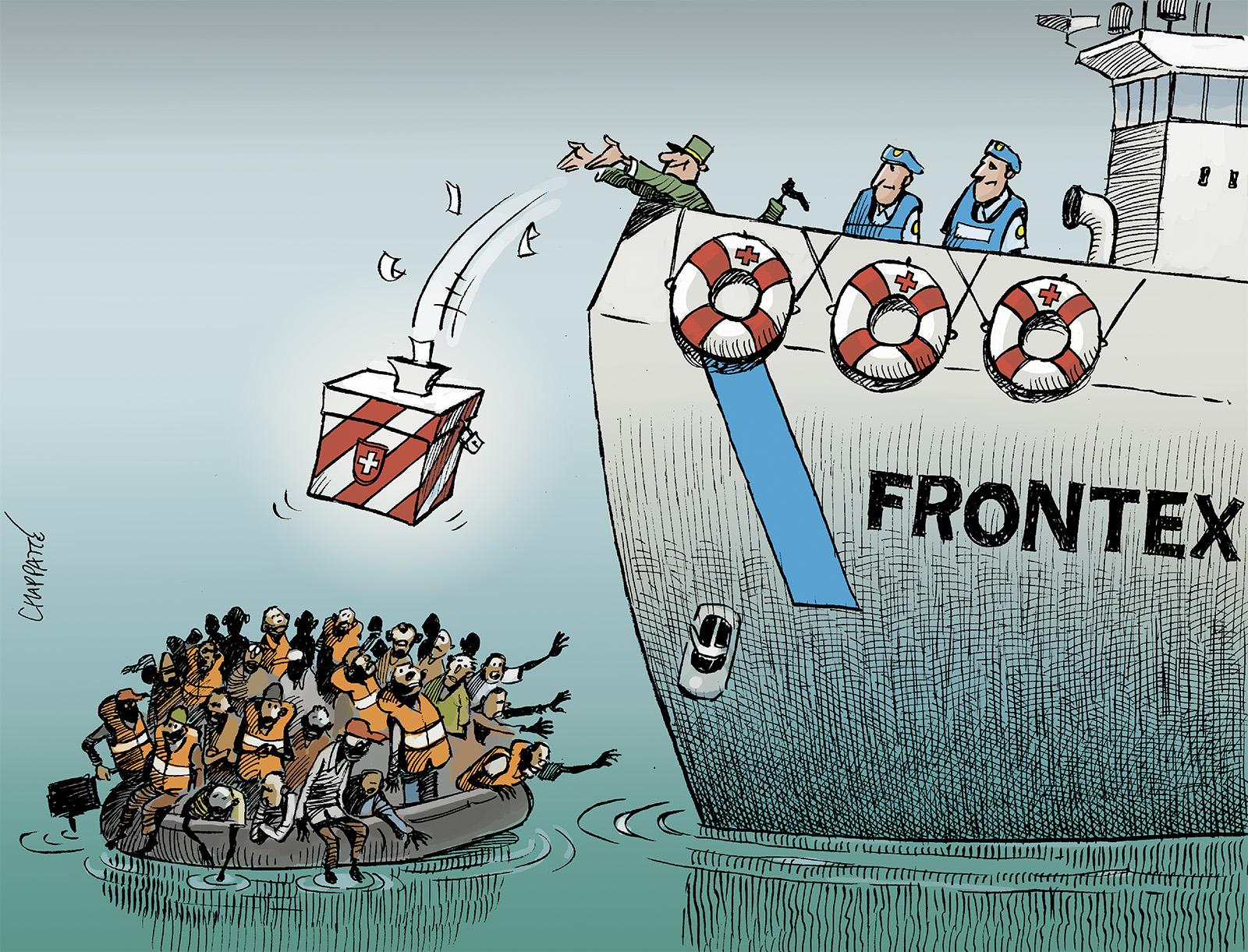 Les Suisses soutiennent Frontex | Globecartoon - Political Cartoons ...