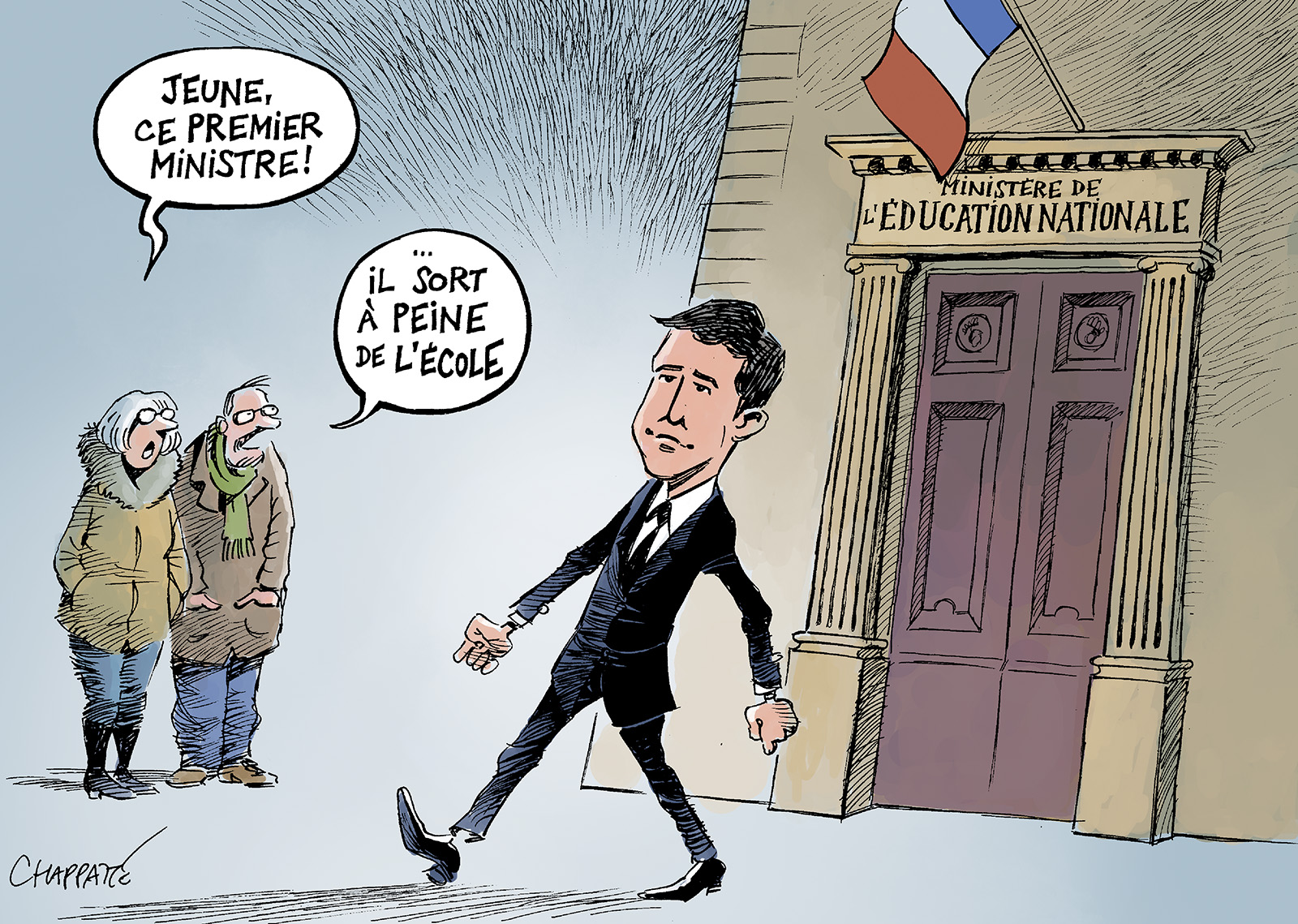 Gabriel Attal promu | Globecartoon - Political Cartoons - Patrick Chappatte Gabriel Attal promu | Globecartoon - Political Cartoons - Patrick Chappatte