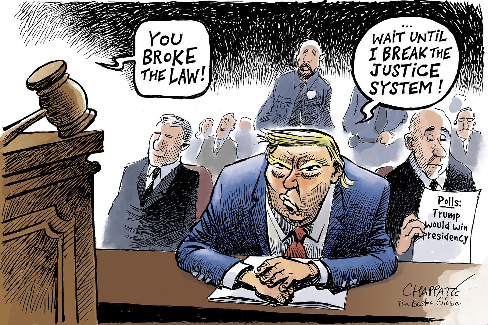 Trump faces the judges | Globecartoon - Political Cartoons - Patrick ...