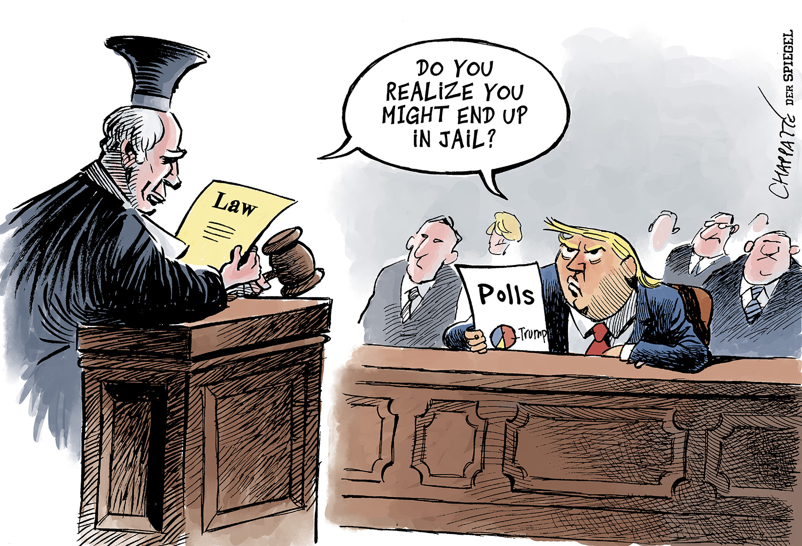 Trump vs Justice | Globecartoon - Political Cartoons - Patrick Chappatte
