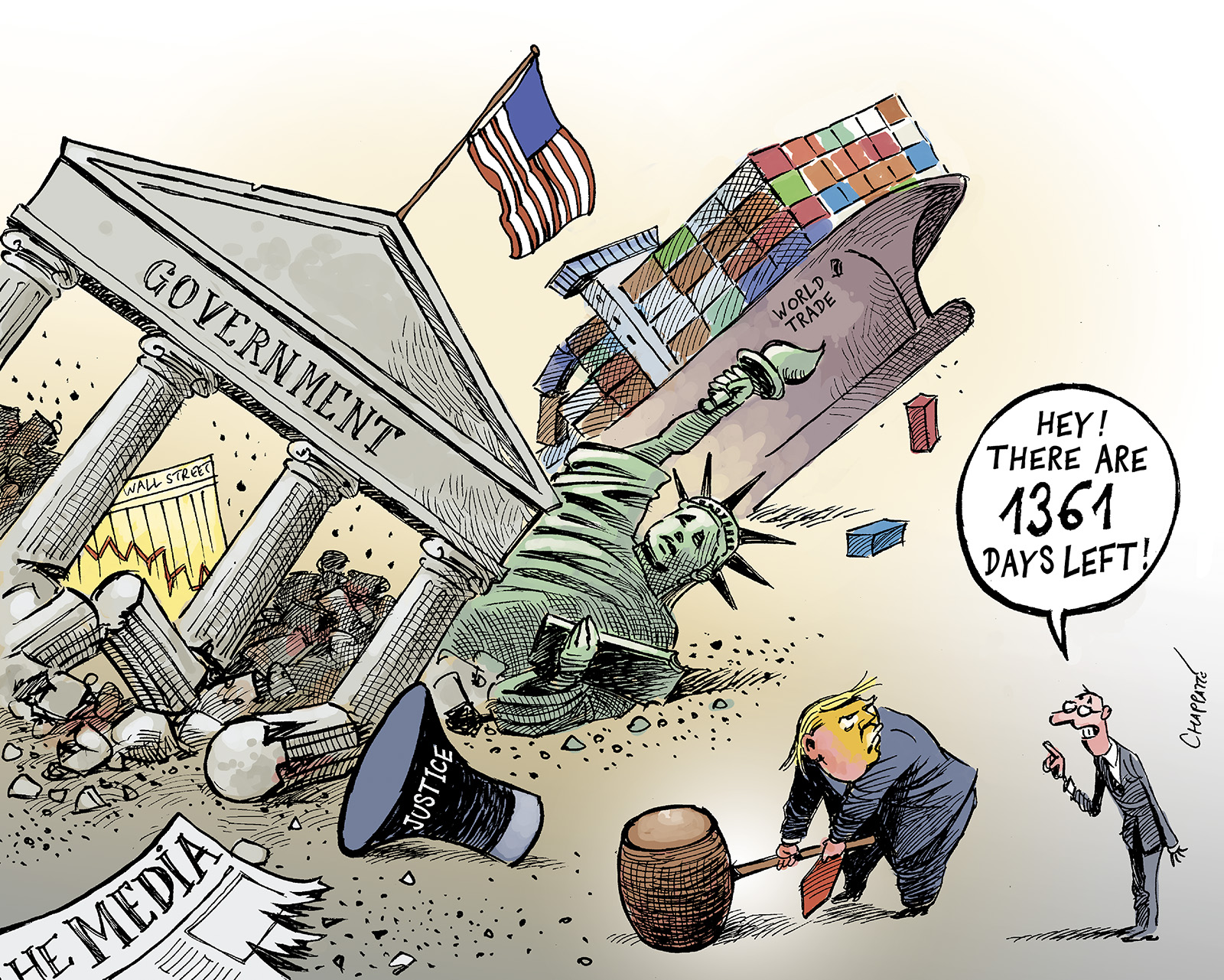 100 Days | Globecartoon - Political Cartoons - Patrick Chappatte