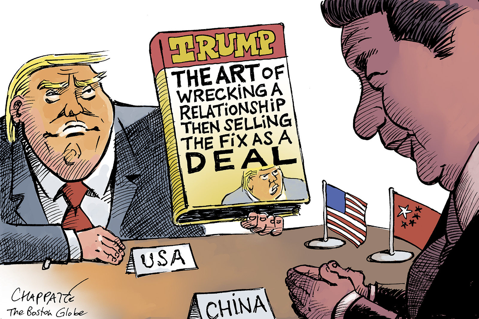 Trump plays his hand with Xi Jinping | Globecartoon - Political ...