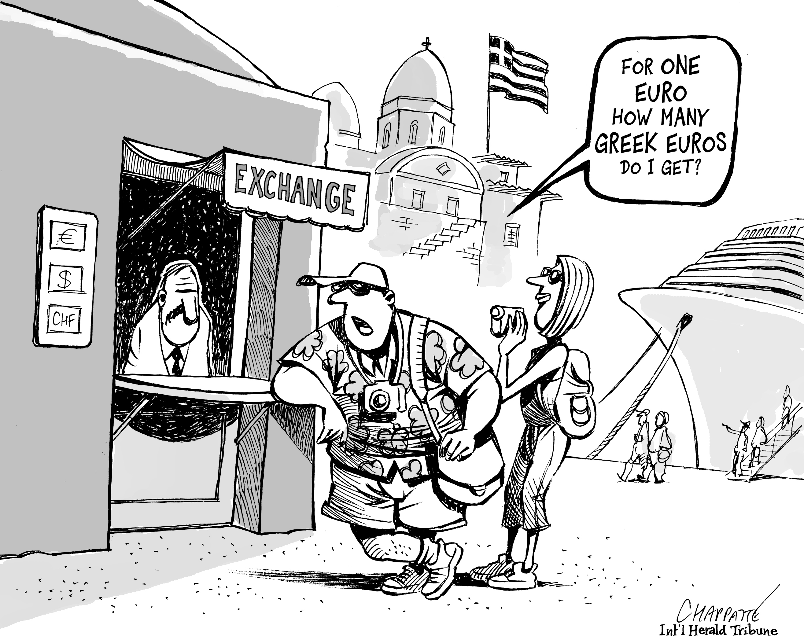 Greek Currency | Globecartoon - Political Cartoons - Patrick Chappatte