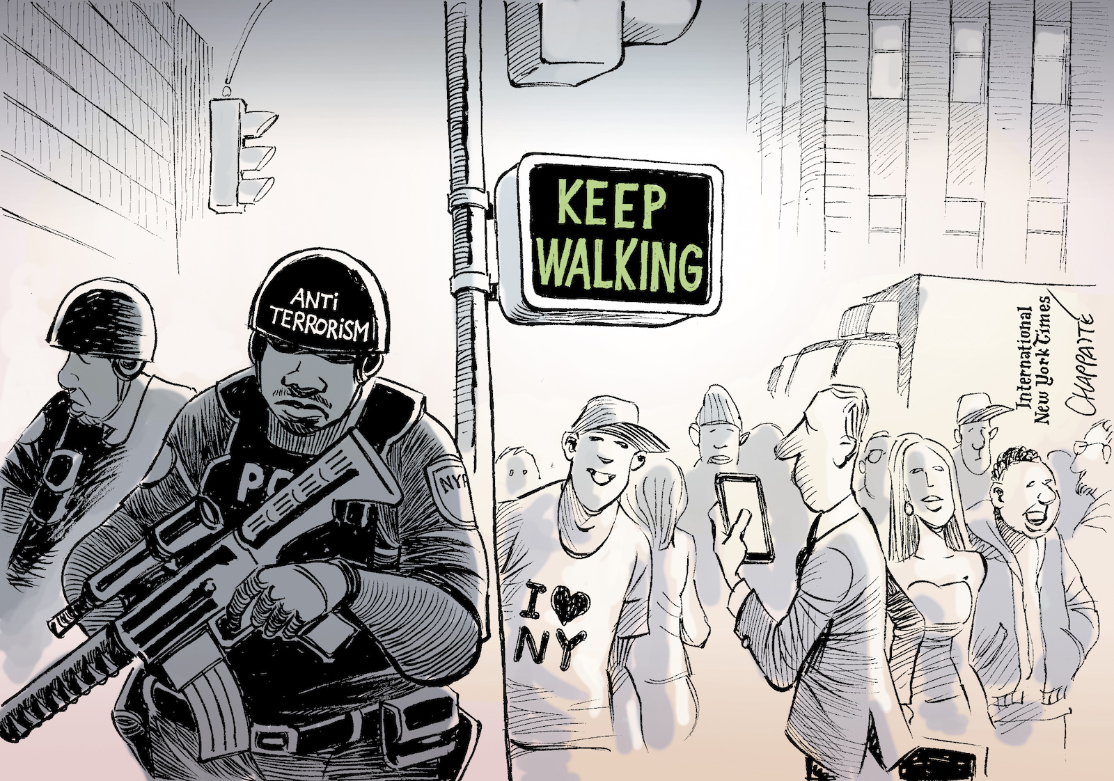 Life goes on in NYC | Globecartoon - Political Cartoons - Patrick Chappatte