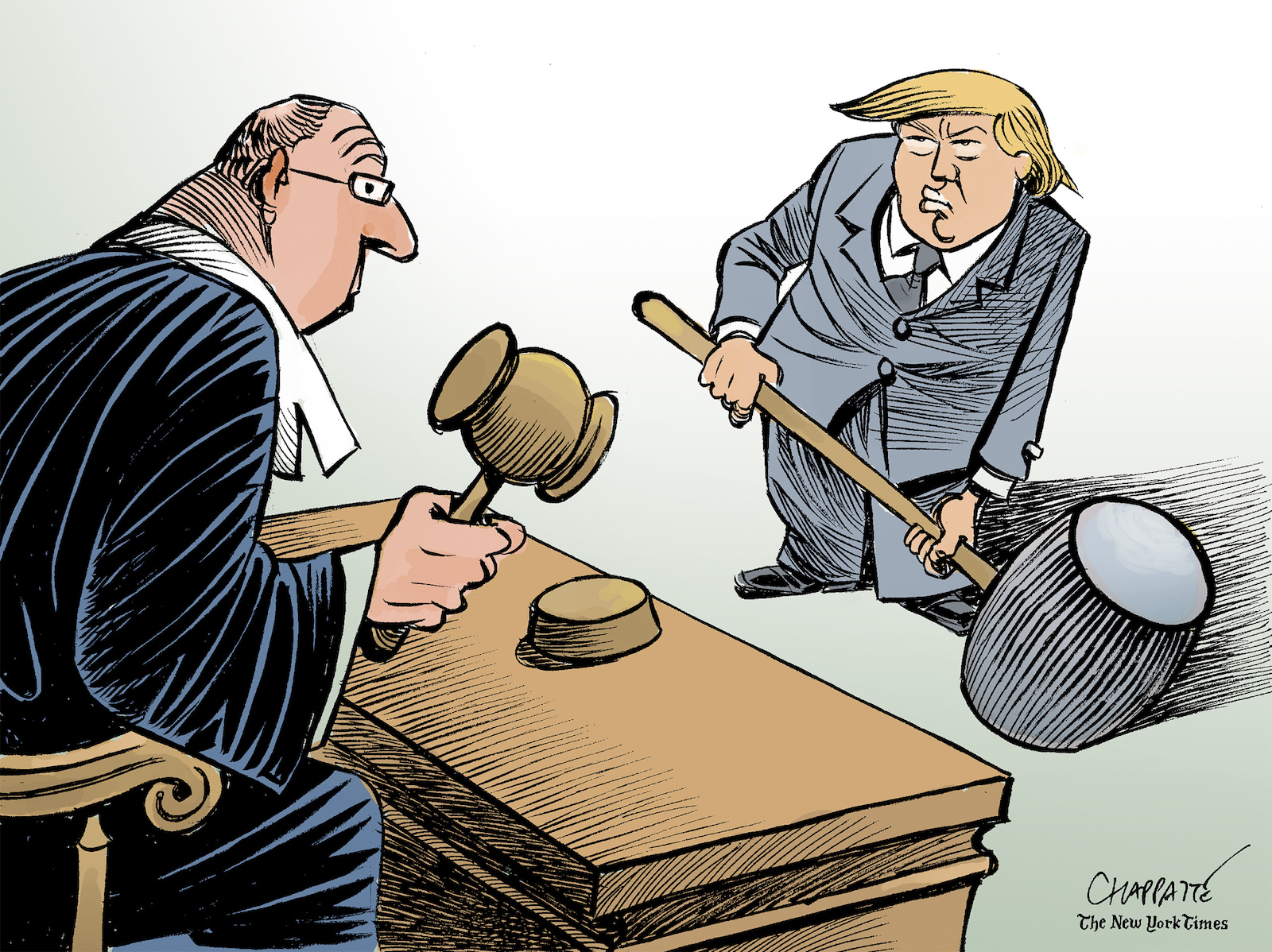 Trump vs the judges | Globecartoon - Political Cartoons - Patrick Chappatte