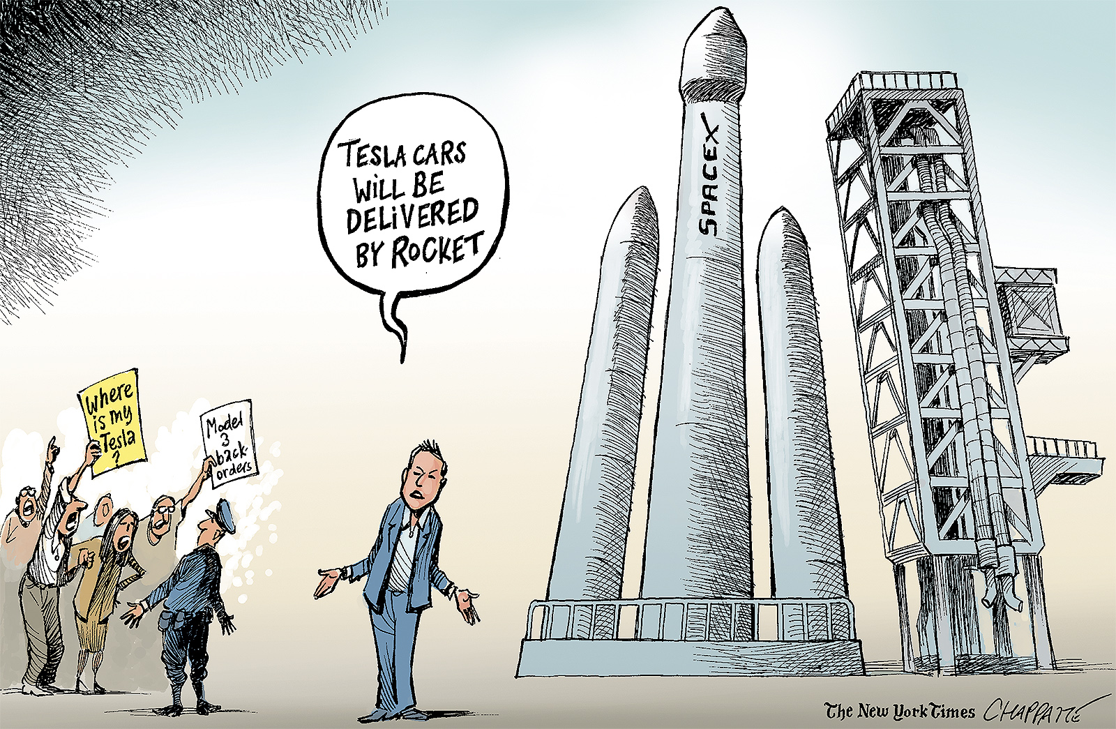 Tesla in space - but not in your garage | Globecartoon - Political ...