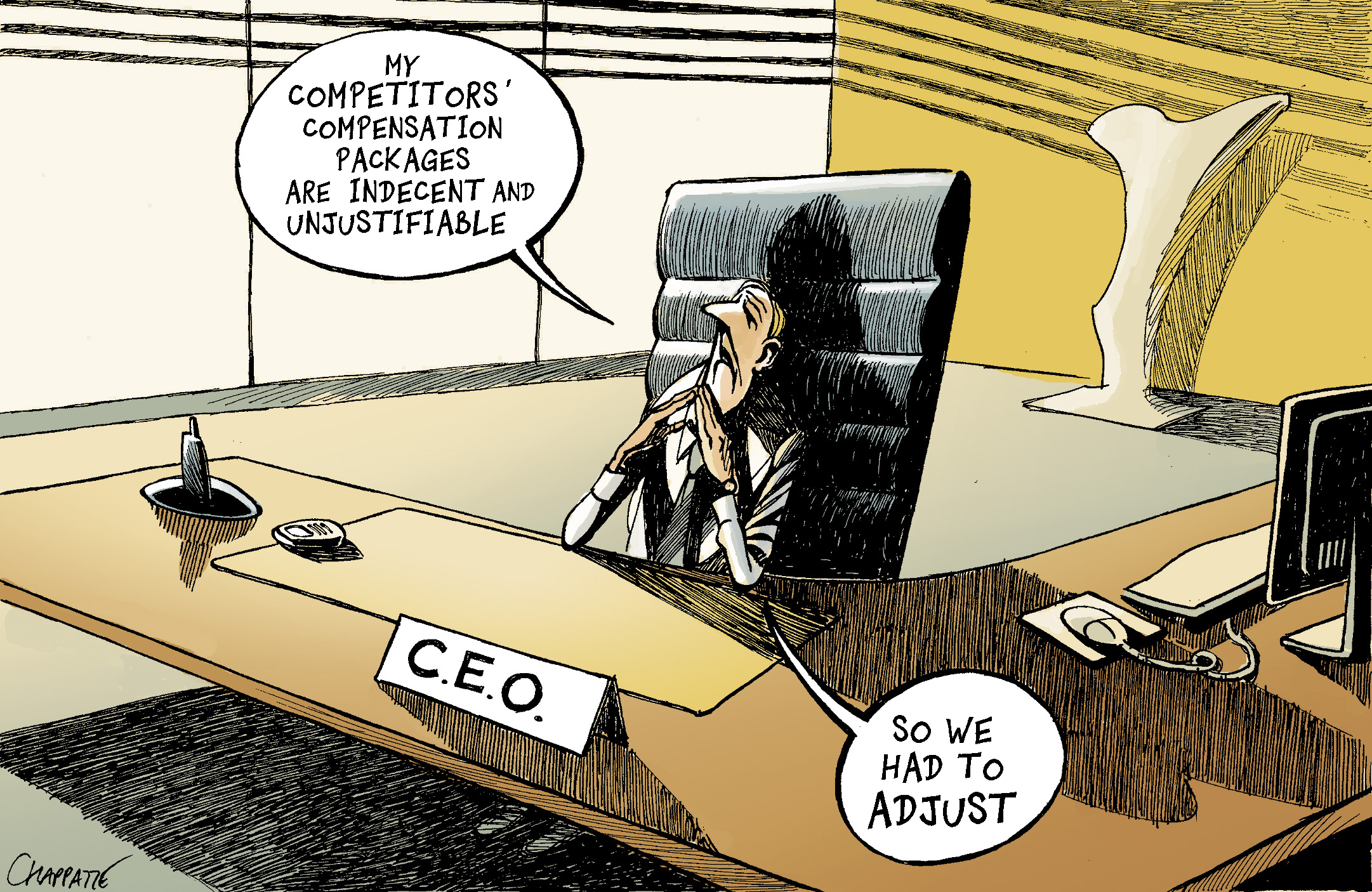 CEOs' Salary | Globecartoon - Political Cartoons - Patrick Chappatte