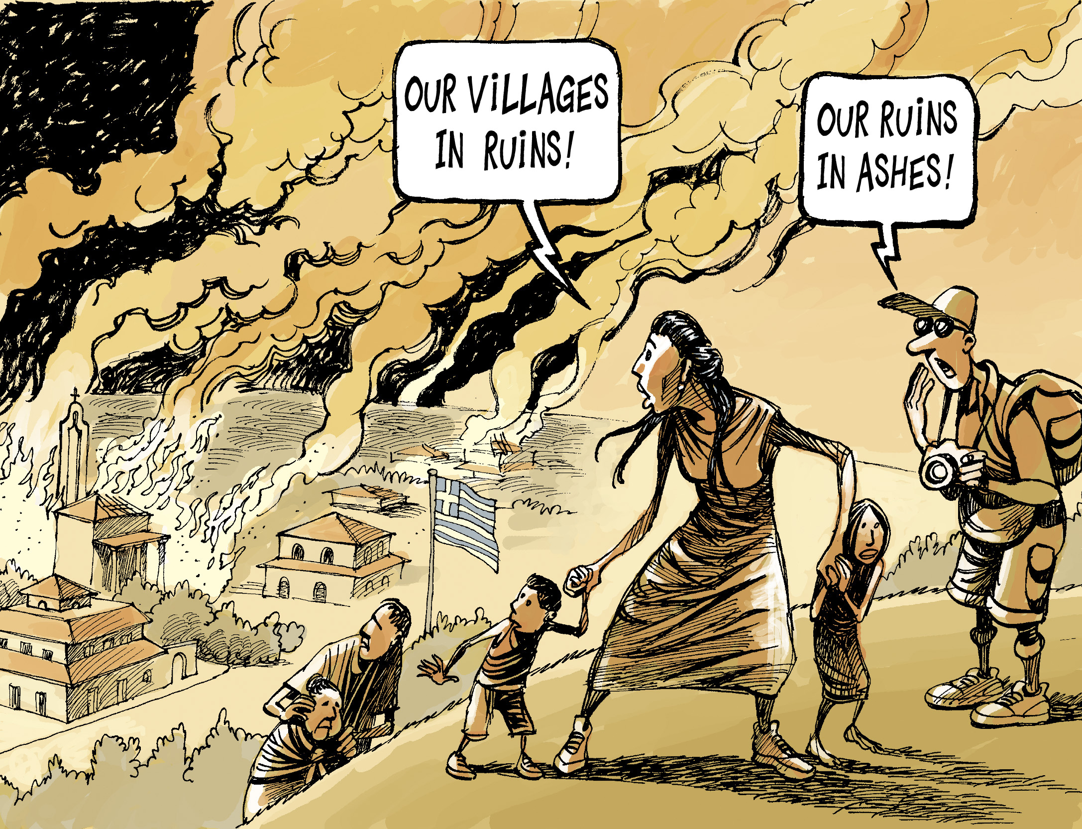 Greece On Fire | Globecartoon - Political Cartoons - Patrick Chappatte
