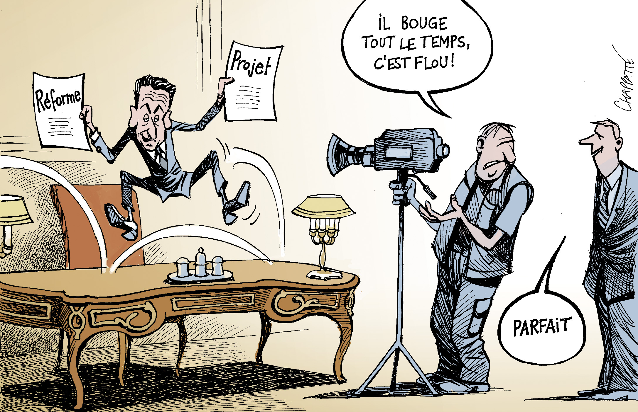 Sarko l'hyperactif | Globecartoon - Political Cartoons - Patrick Chappatte