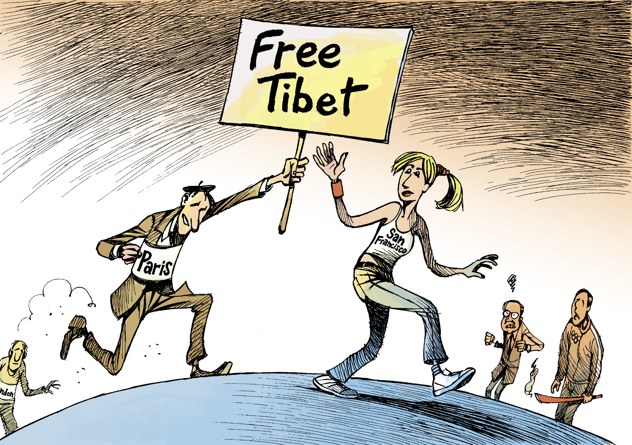 Olympic Relay | Globecartoon - Political Cartoons - Patrick Chappatte