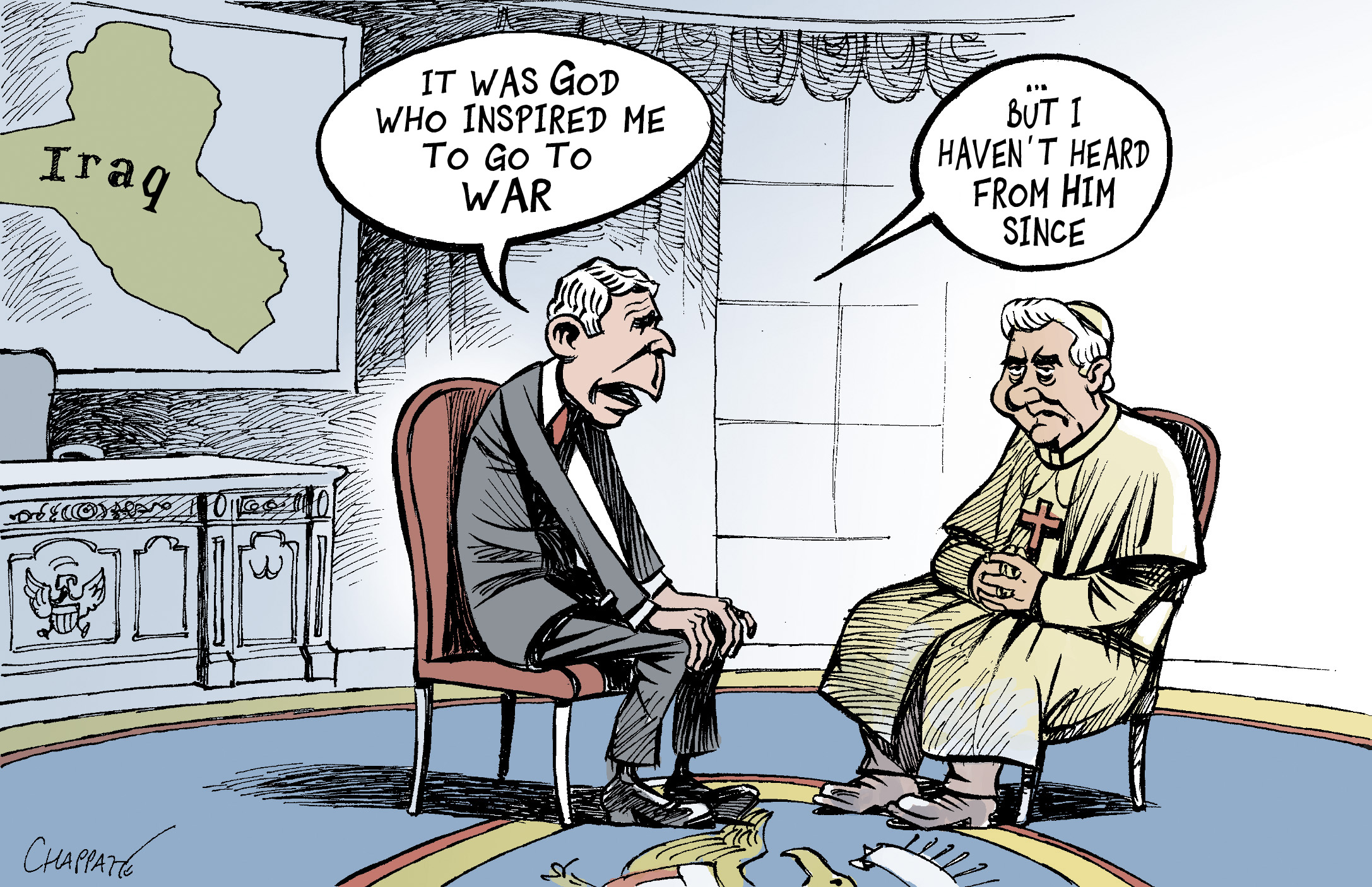 Bush and the pope | Globecartoon - Political Cartoons - Patrick Chappatte