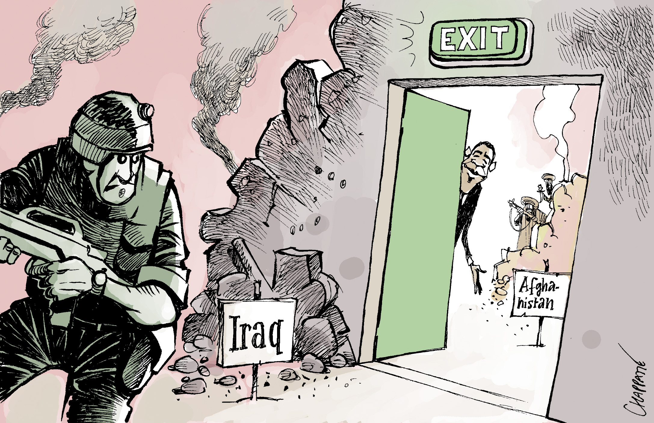 Iraqi Pullout | Globecartoon - Political Cartoons - Patrick Chappatte