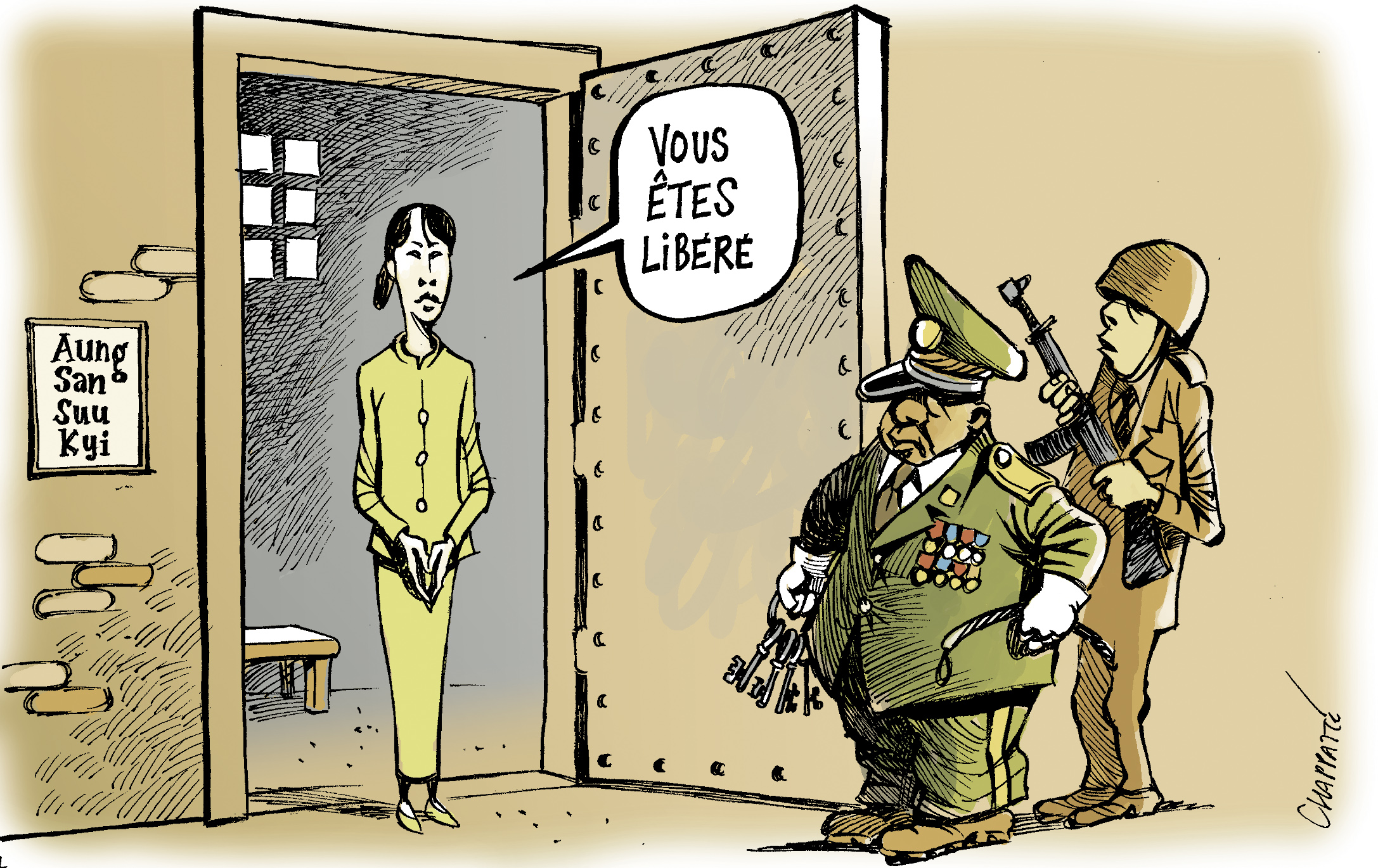 Libération d'Aung San Suu Kyi | Globecartoon - Political Cartoons ...