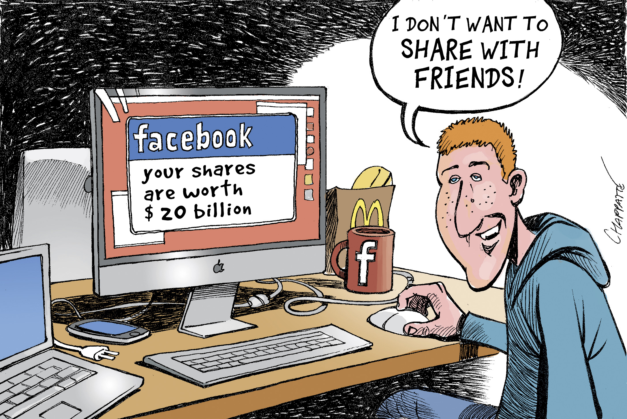 Facebook starts trading | Globecartoon - Political Cartoons - Patrick ...