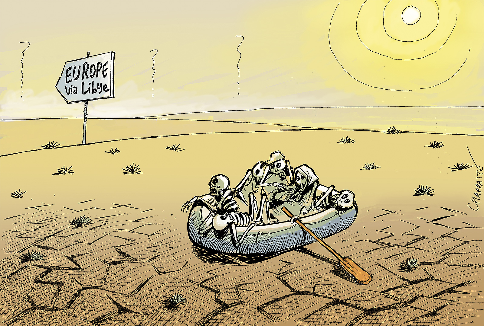 Migrants: la route du désert | Globecartoon - Political Cartoons ...
