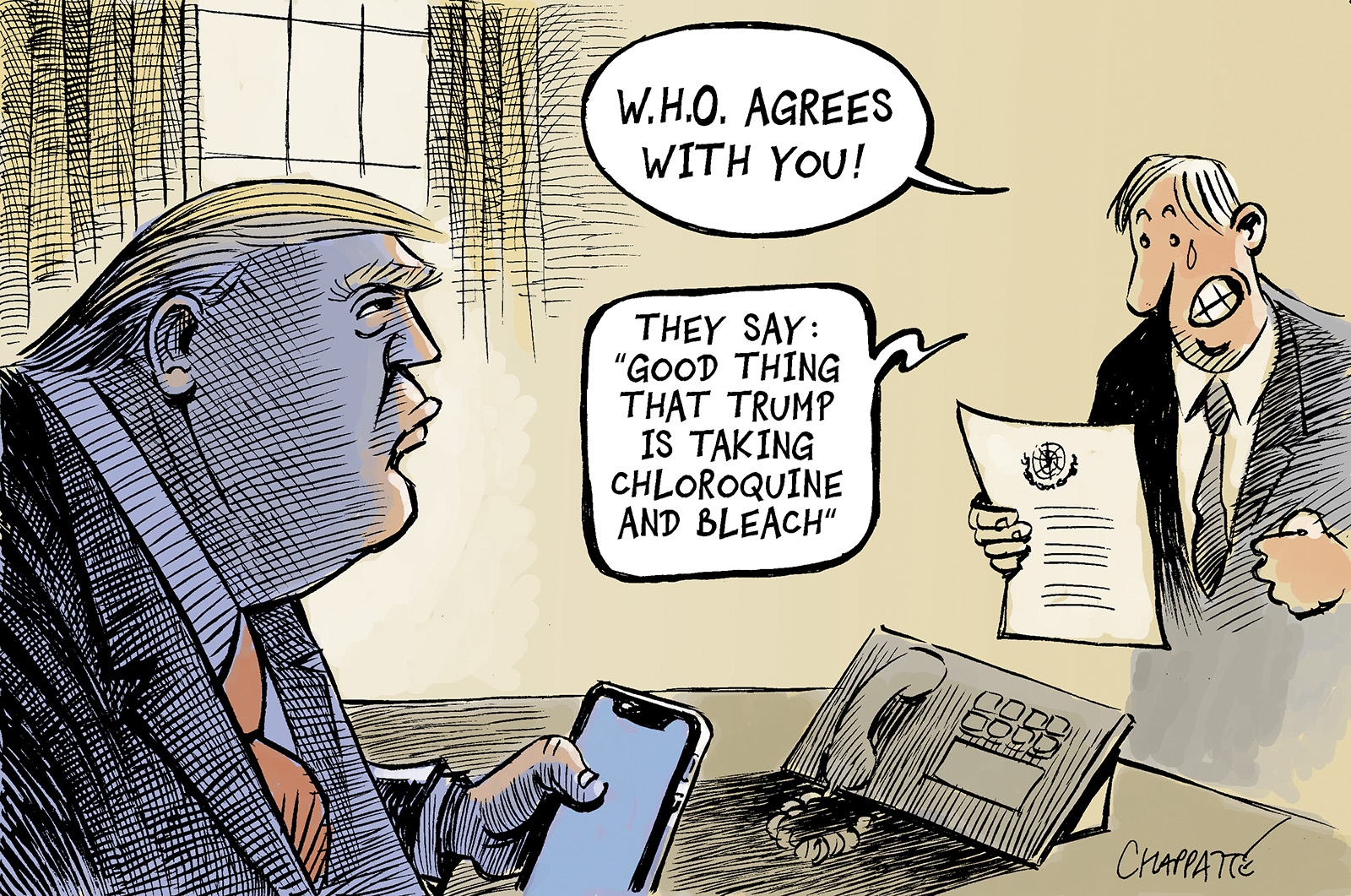 US pressure on WHO | Globecartoon - Political Cartoons - Patrick Chappatte