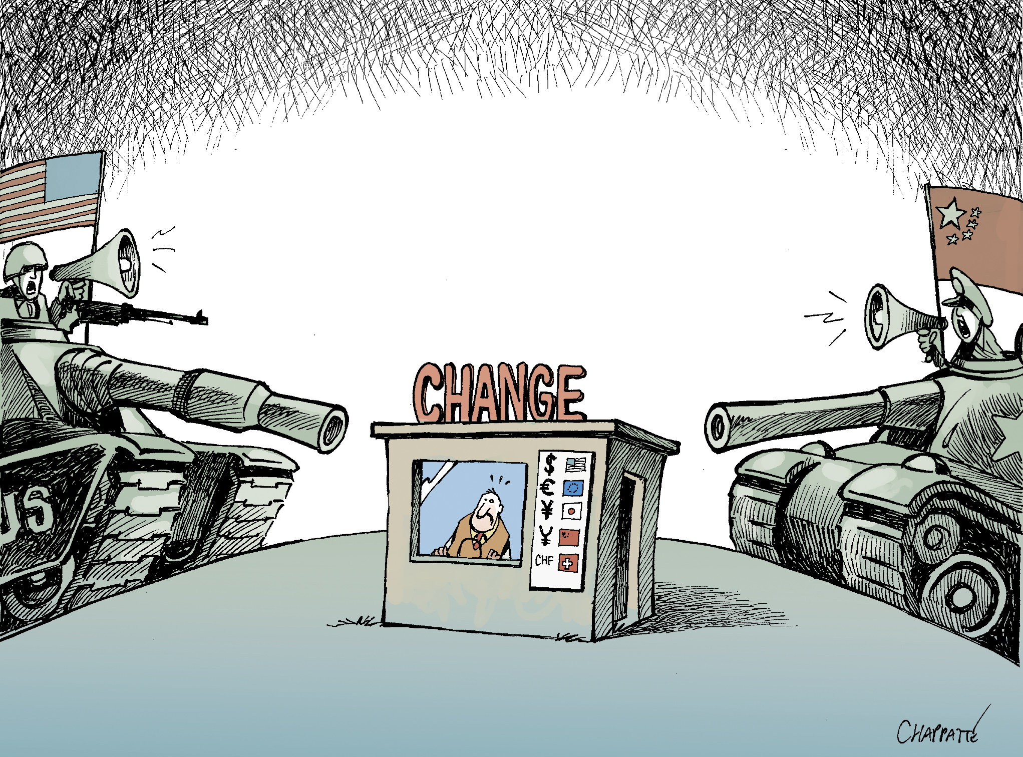 Currency War | Globecartoon - Political Cartoons - Patrick Chappatte