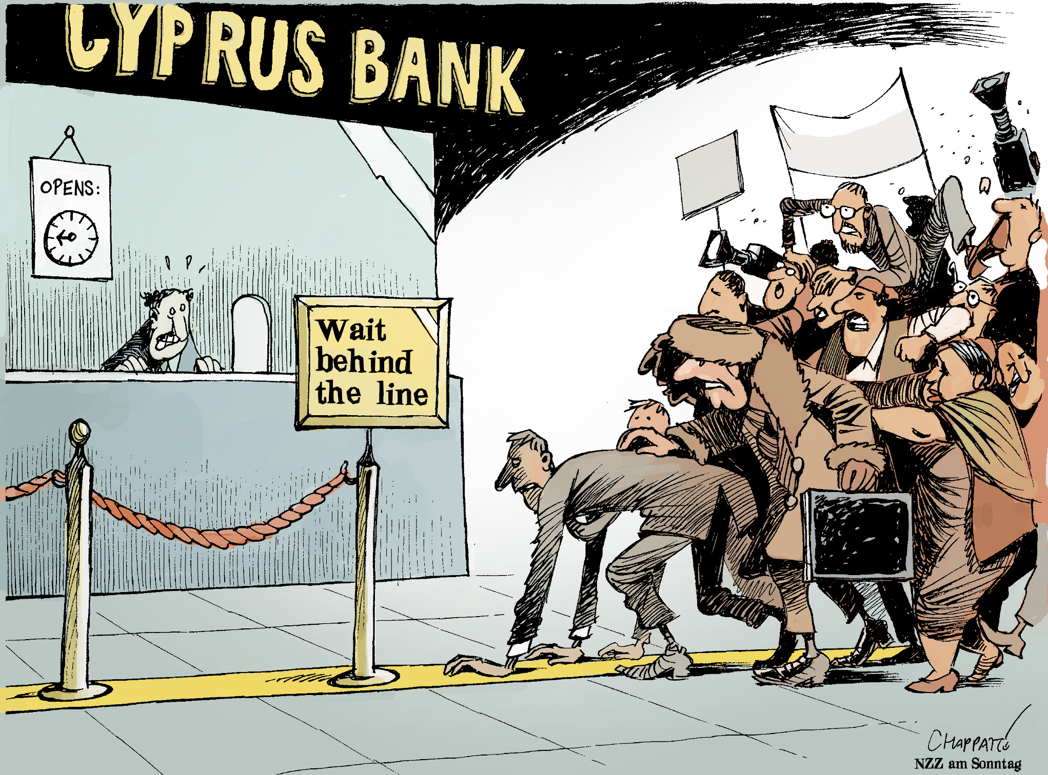 Waiting for Cyprus banks to reopen | Globecartoon - Political Cartoons ...