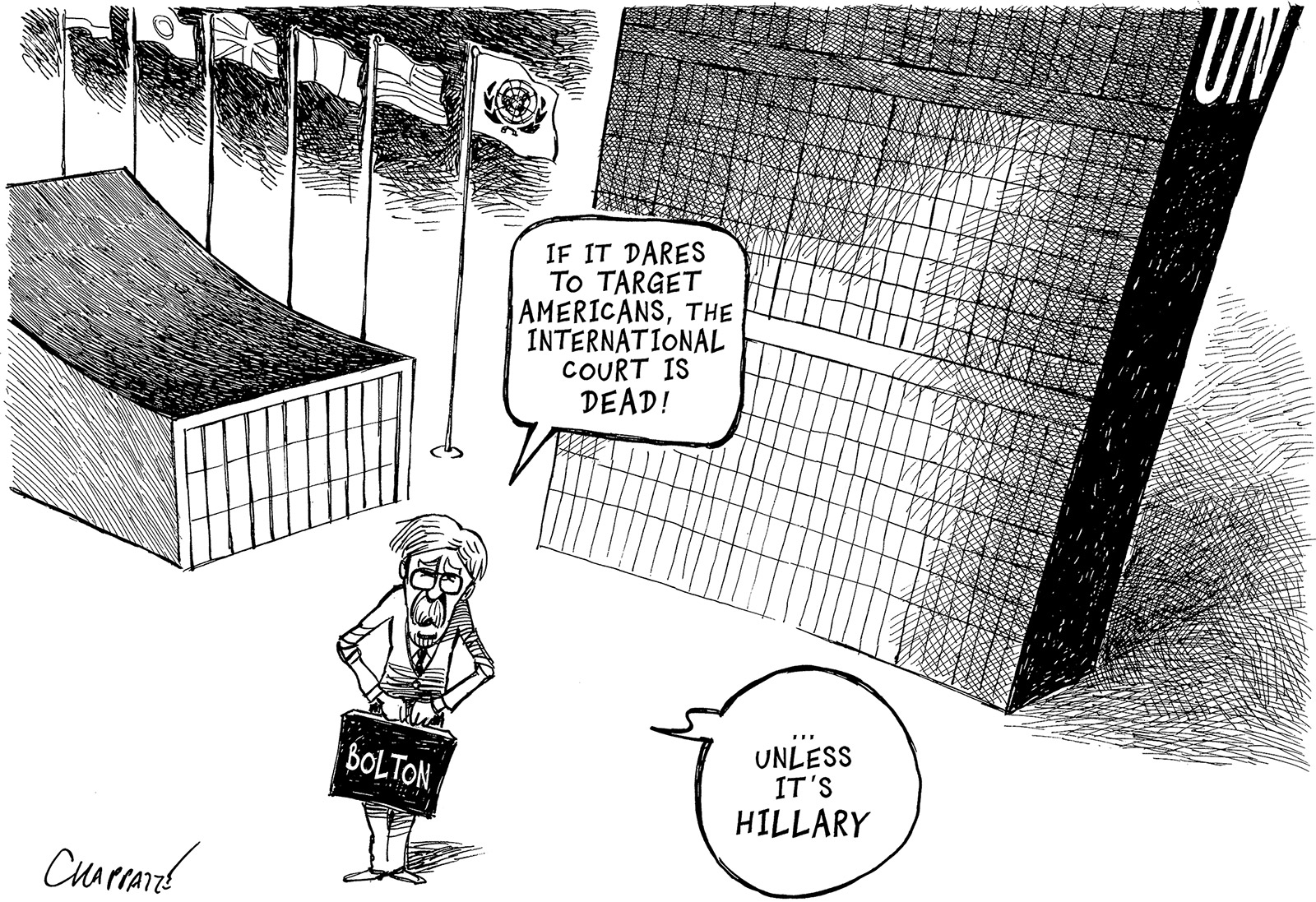 John Bolton threatens the ICC | Globecartoon - Political Cartoons ...