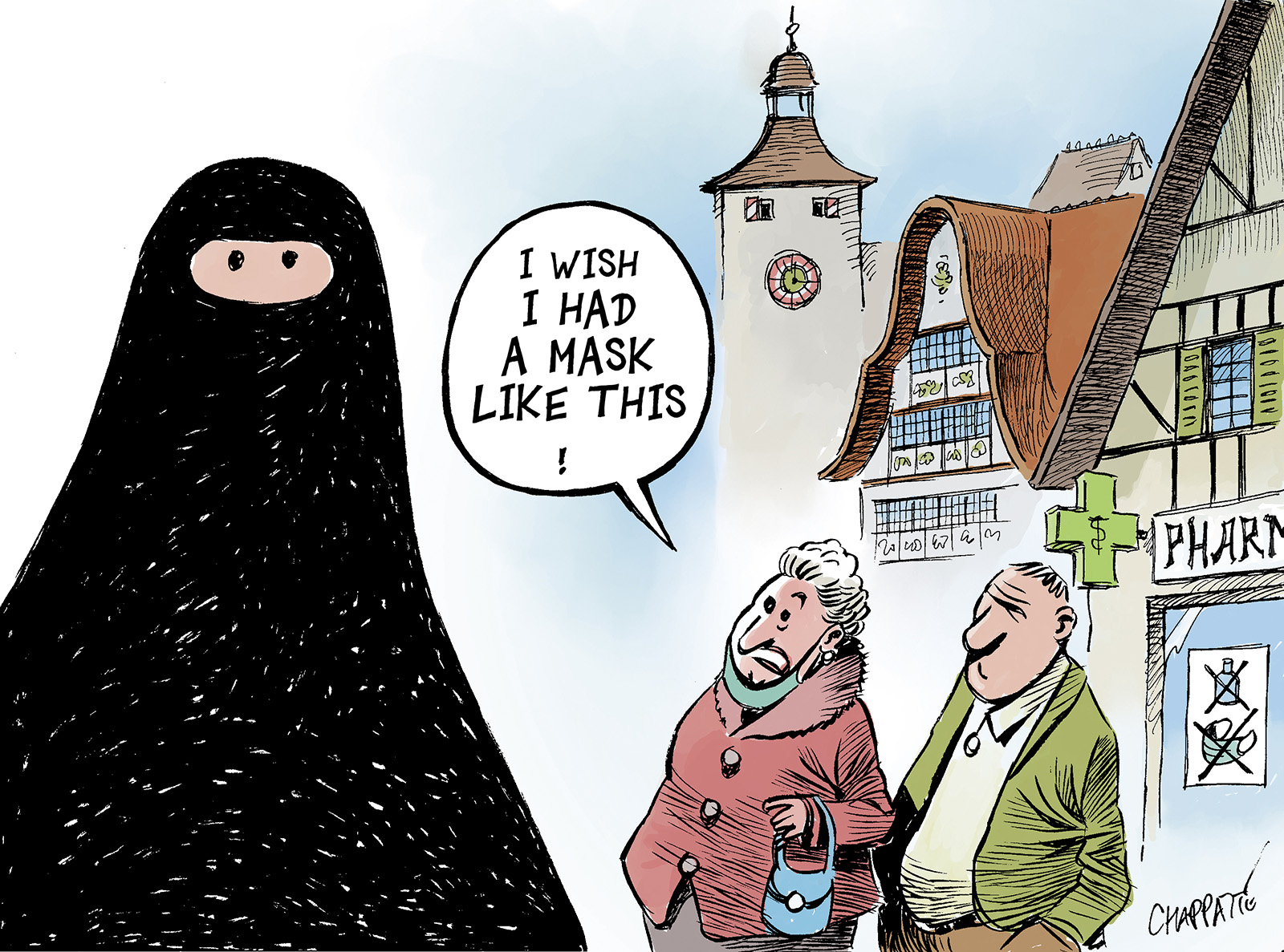 Facial protection | Globecartoon - Political Cartoons - Patrick Chappatte