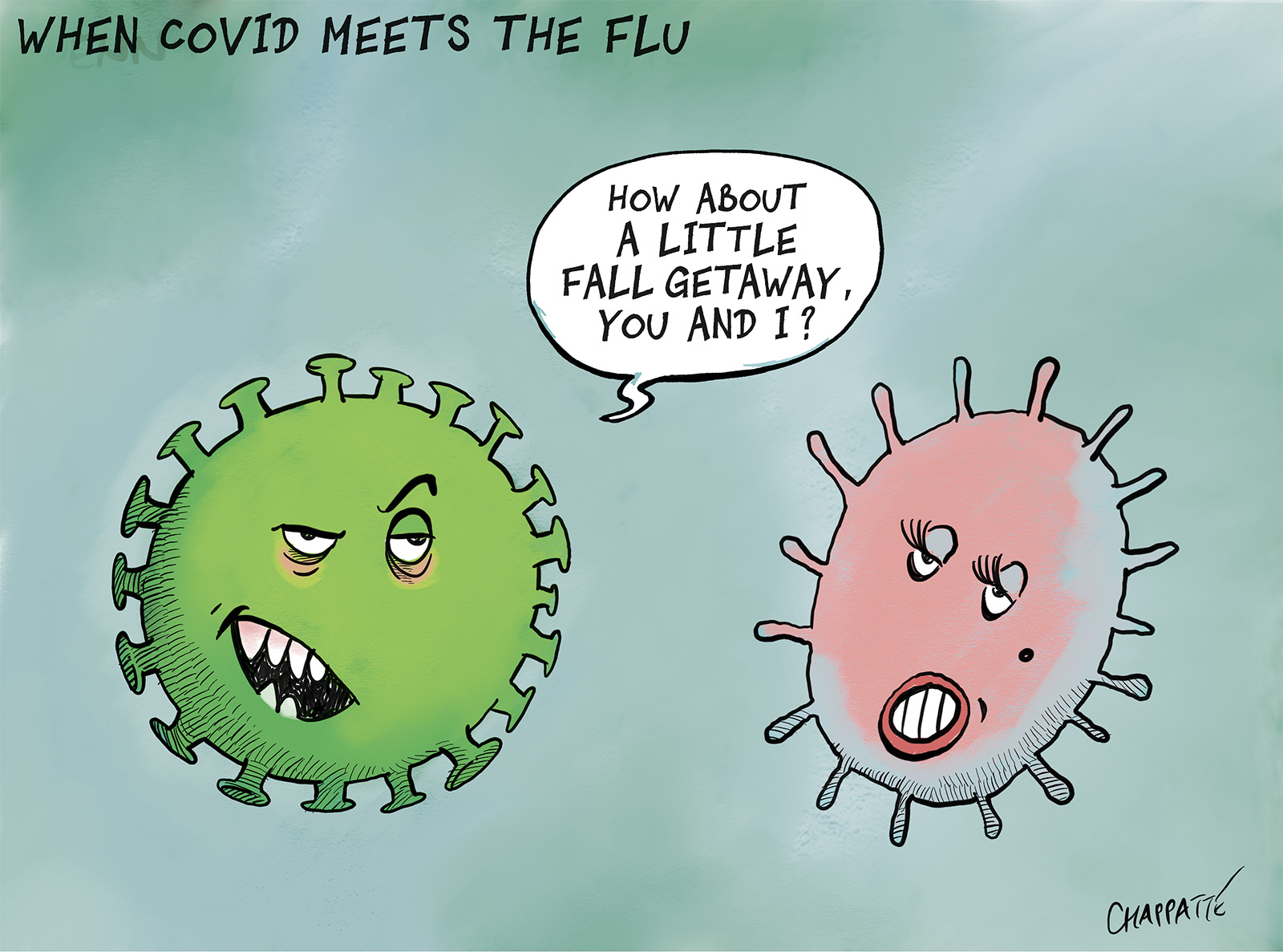 When Covid meets the flu | Globecartoon - Political Cartoons - Patrick ...
